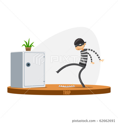 A thief is trying to avoid trap. Isolated Vector - Stock Illustration ...