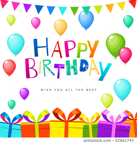 Colorful Bright Birthday Card. Isolated Vector - Stock Illustration ...