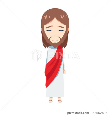 Cute Jesus is feeling sad. Isolated Vector - Stock Illustration ...