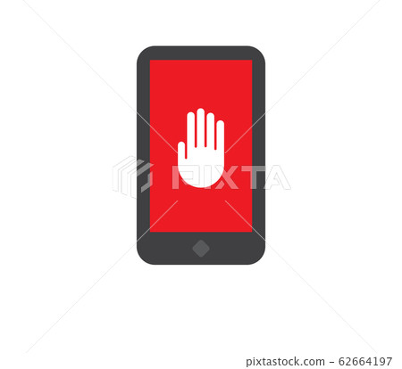 A Smartphone with Red screen and white palm - Stock Illustration ...