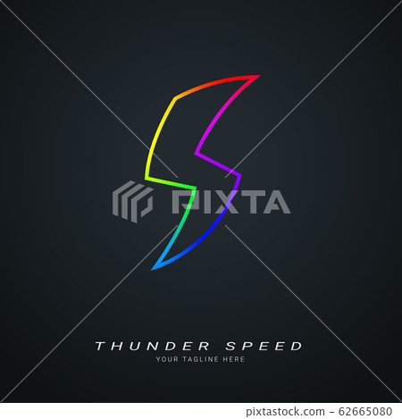 Rainbow Outline Thunder sign. Isolated Vector - Stock Illustration ...