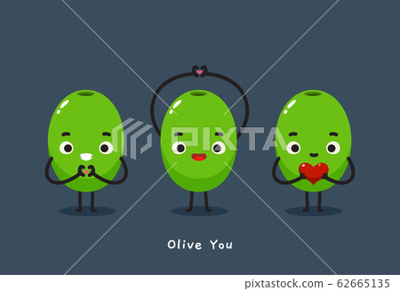 Three cute green olives. Vector Illustration - Stock Illustration ...