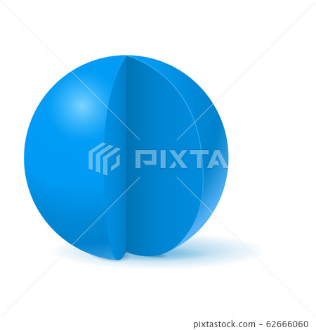 Blue sphere with cut out piece. White template - Stock Illustration ...