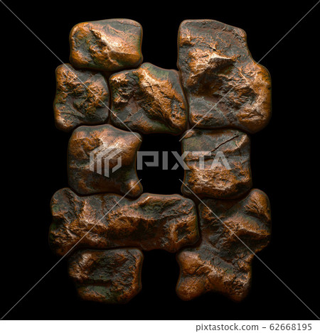 Rocky symbol hash. Font of stone on black... - Stock Illustration ...