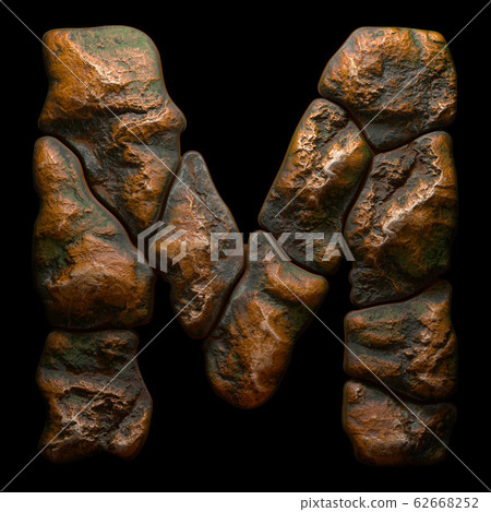 Rocky letter M. Font of stone on black... - Stock Illustration ...