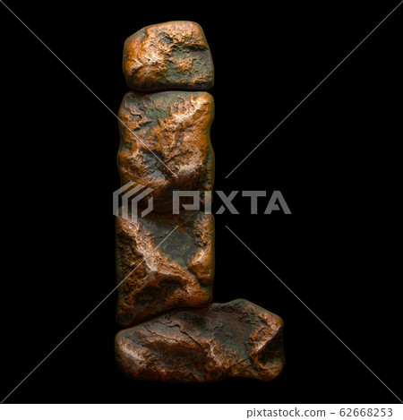 Rocky letter L. Font of stone on black... - Stock Illustration ...