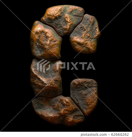 Rocky letter C. Font of stone on black... - Stock Illustration ...