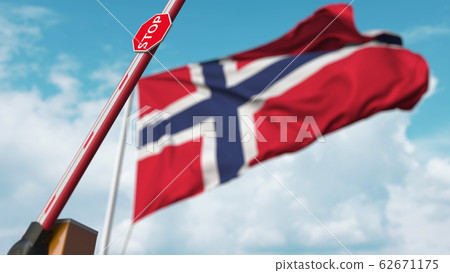 Barrier gate being opened with flag of Norway...-插圖素材 [62671175] - PIXTA圖庫