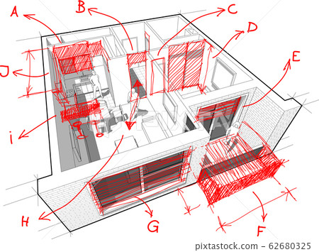3D illustration perspective cutaway diagram of... - Stock Illustration ...