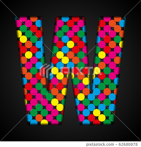 Vector colorful glitter sequins dots letter - W. - Stock Illustration ...