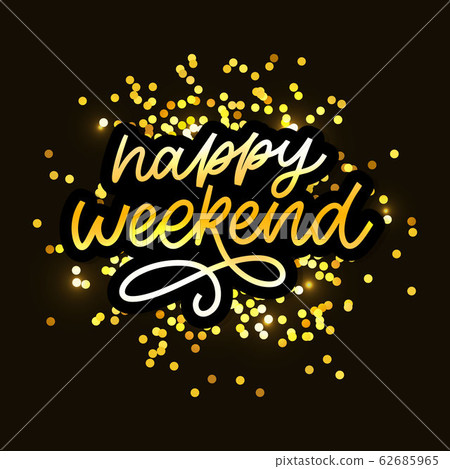 Happy weekend hand lettering vector. Perfect - Stock Illustration ...