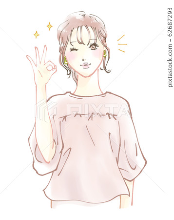 Woman OK wink - Stock Illustration [62687293] - PIXTA