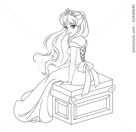 Illustration of a beautiful princess sitting on - Stock Illustration ...