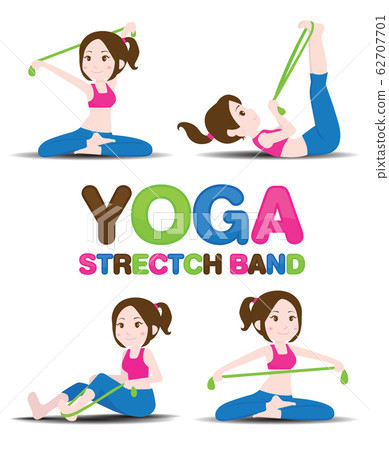 cartoon Yoga Strectch Band., vector set. - Stock Illustration [62707701 ...