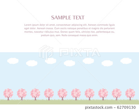 Frame _ row of cherry trees and sky _ upper half - Stock Illustration ...