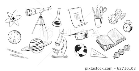 Vector illustration set of science objects - Stock Illustration ...
