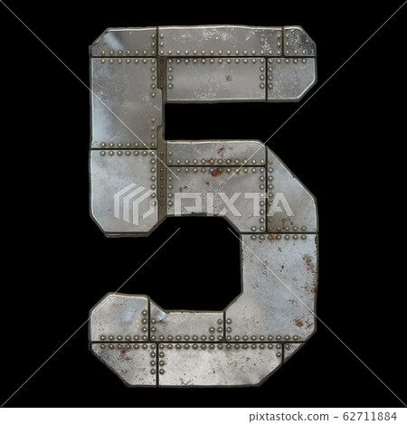 Industrial metal number 5 on black background 3d - Stock Illustration ...