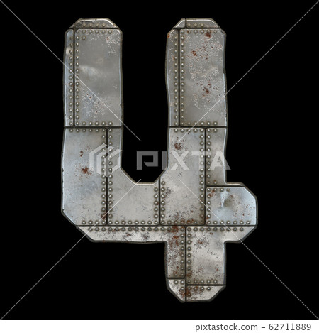 Industrial metal number 4 on black background 3d - Stock Illustration ...