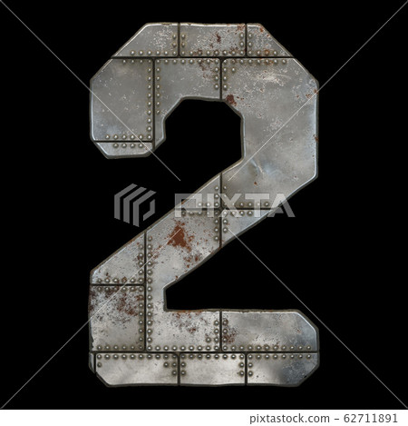 Industrial metal number 2 on black background 3d - Stock Illustration ...