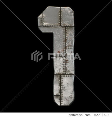 Industrial metal number 1 on black background 3d - Stock Illustration ...