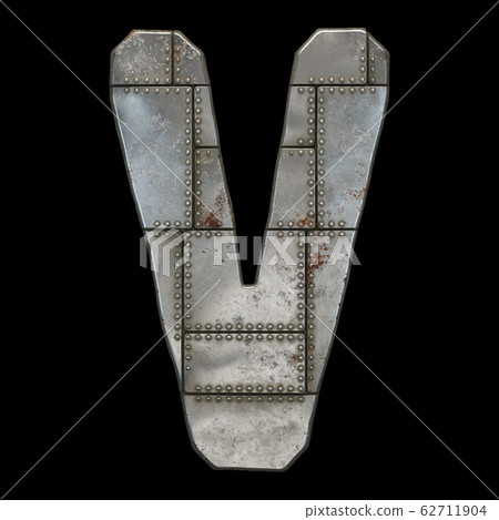 Industrial metal alphabet letter V on black... - Stock Illustration ...