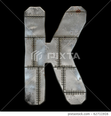 Industrial metal alphabet letter K on black... - Stock Illustration ...