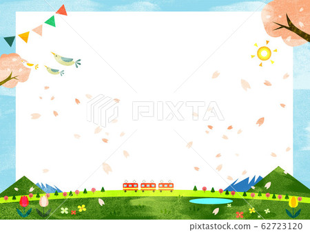 Spring outing frame cherry blossoms - Stock Illustration [62723120] - PIXTA