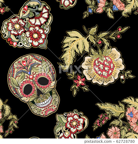 Seamless pattern, background with patch,... - Stock Illustration ...