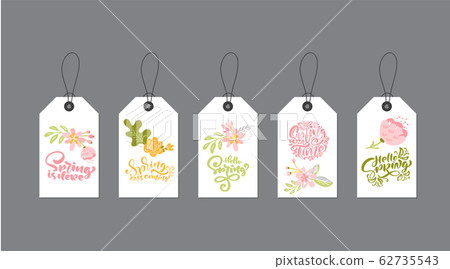 Set of cute creative tag templates with flower - Stock Illustration ...