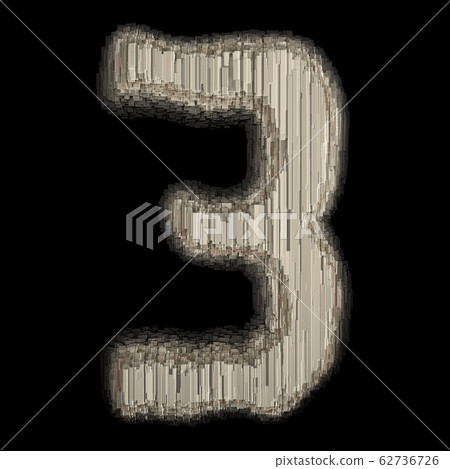 Number 3 made of industrial metal 3D - Stock Illustration [62736726 ...