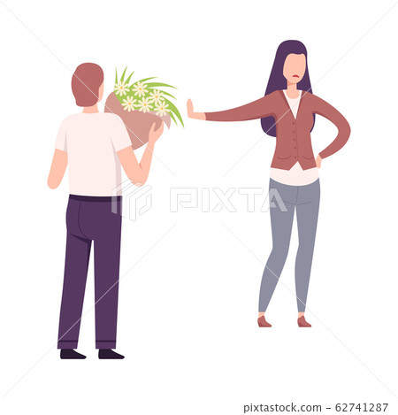 Woman Rejecting Feelings of Loving Man, Young... - Stock Illustration ...
