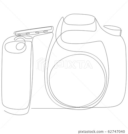 One line camera design. Hand drawn minimalism... - Stock Illustration ...