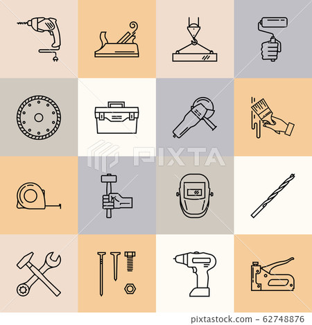A set of icons of working tools for builders - Stock Illustration ...