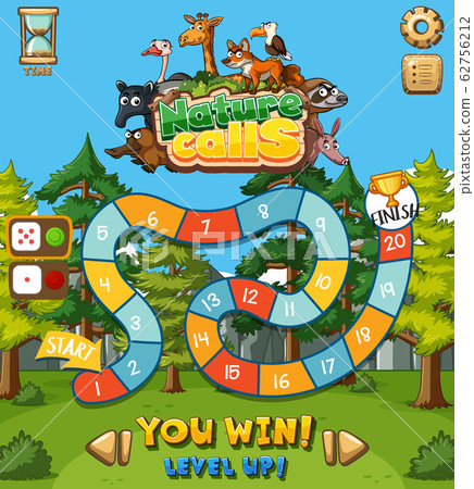 Background design for game with animals and field - Stock Illustration ...