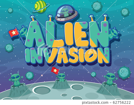 Poster design with alien invasion theme - Stock Illustration [62756222 ...