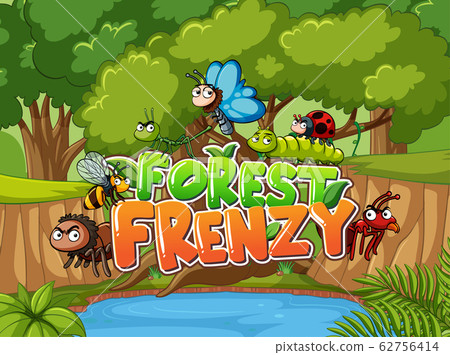Background design with name forest frenzy and many - Stock Illustration ...