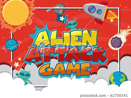 Poster design with alien attack game with - Stock Illustration ...