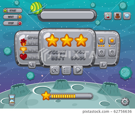 Screen template for computer game with space in - Stock Illustration ...