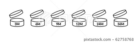 PAO icons. Period after opening. 3m 6m 9m 12m... - Stock Illustration ...