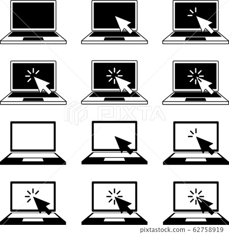 Laptop computer click icon set - Stock Illustration [62758919] - PIXTA