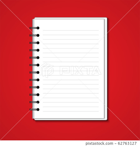 White Blank Paper Note Book on Red Background - Stock Illustration ...