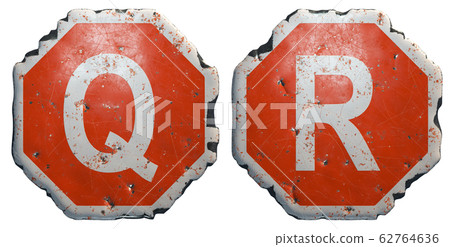Set of letters Q, R made of public road sign in... - Stock Illustration ...