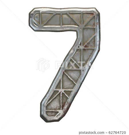 Industrial metal number 7 on white background 3d - Stock Illustration ...