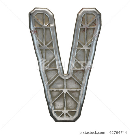 Industrial metal alphabet letter V on white... - Stock Illustration ...