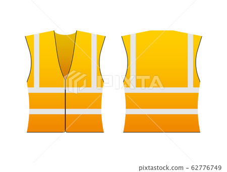 Safety jacket security. Yellow work uniform with - Stock Illustration ...