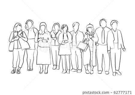 people waiting illustration or drawing vector set - Stock Illustration ...