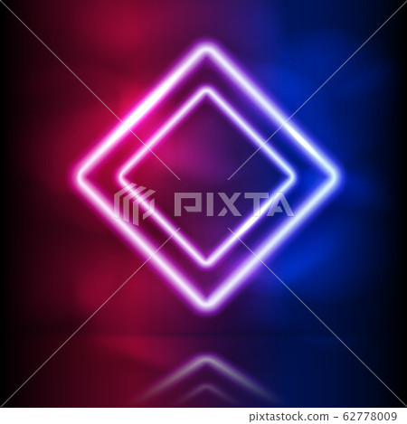 Glowing neon rhombus double frame. Glowing... - Stock Illustration ...