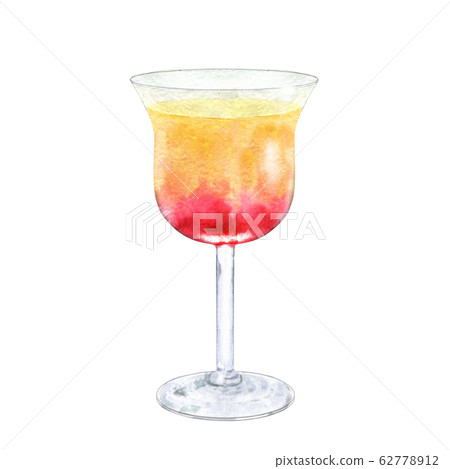 Watercolor illustration of rum punch cocktail. - Stock Illustration ...