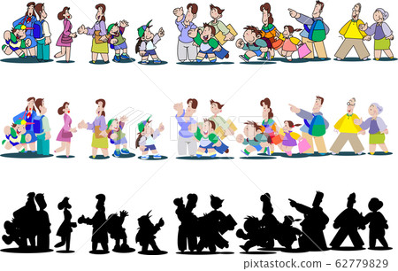 Three types of illustrations of people lining up - Stock Illustration ...
