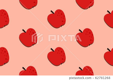 Red apple fruit pattern. Seamless summer... - Stock Illustration ...